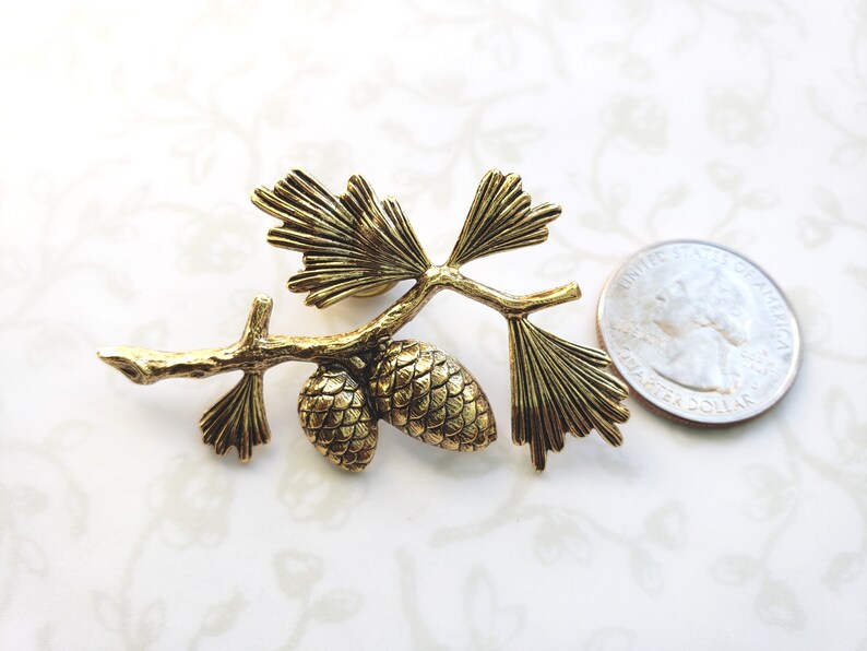 24k Gold Pine Cone Pine Tree Branch Lapel Pin Brooch - Etsy
