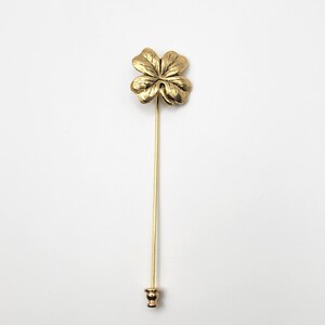 Gold Four Leaf Clover Stick Pin, Irish Lapel Pin, St. Patrick's Day ...