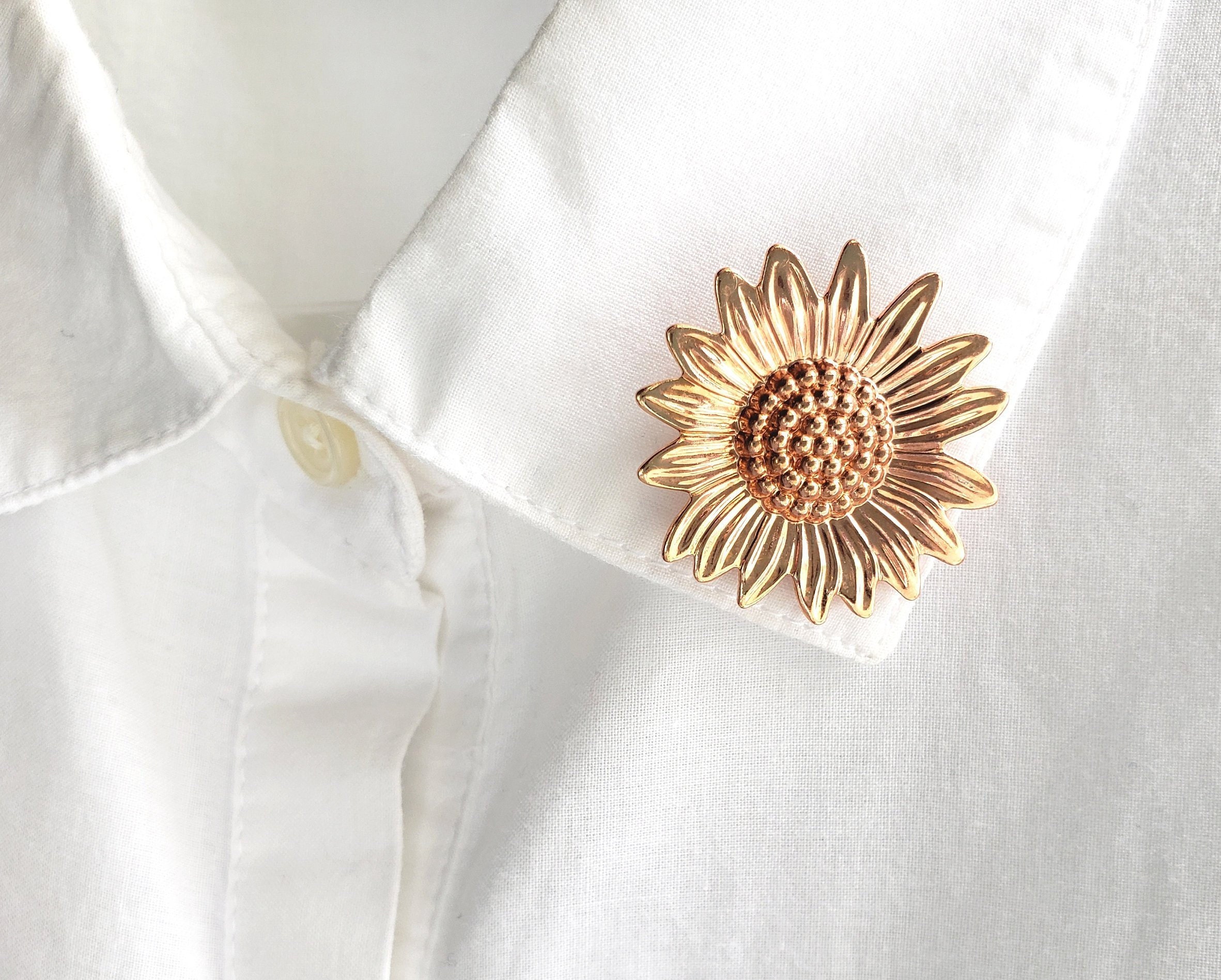 Sunflower Pin Lapel Pin 4 Finishes: Copper Silver 24k | Etsy