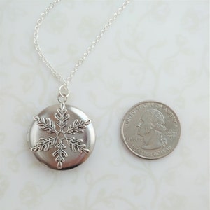 Silver Snowflake Locket Necklace, Winter, Ice, Photo, Hidden Message ...