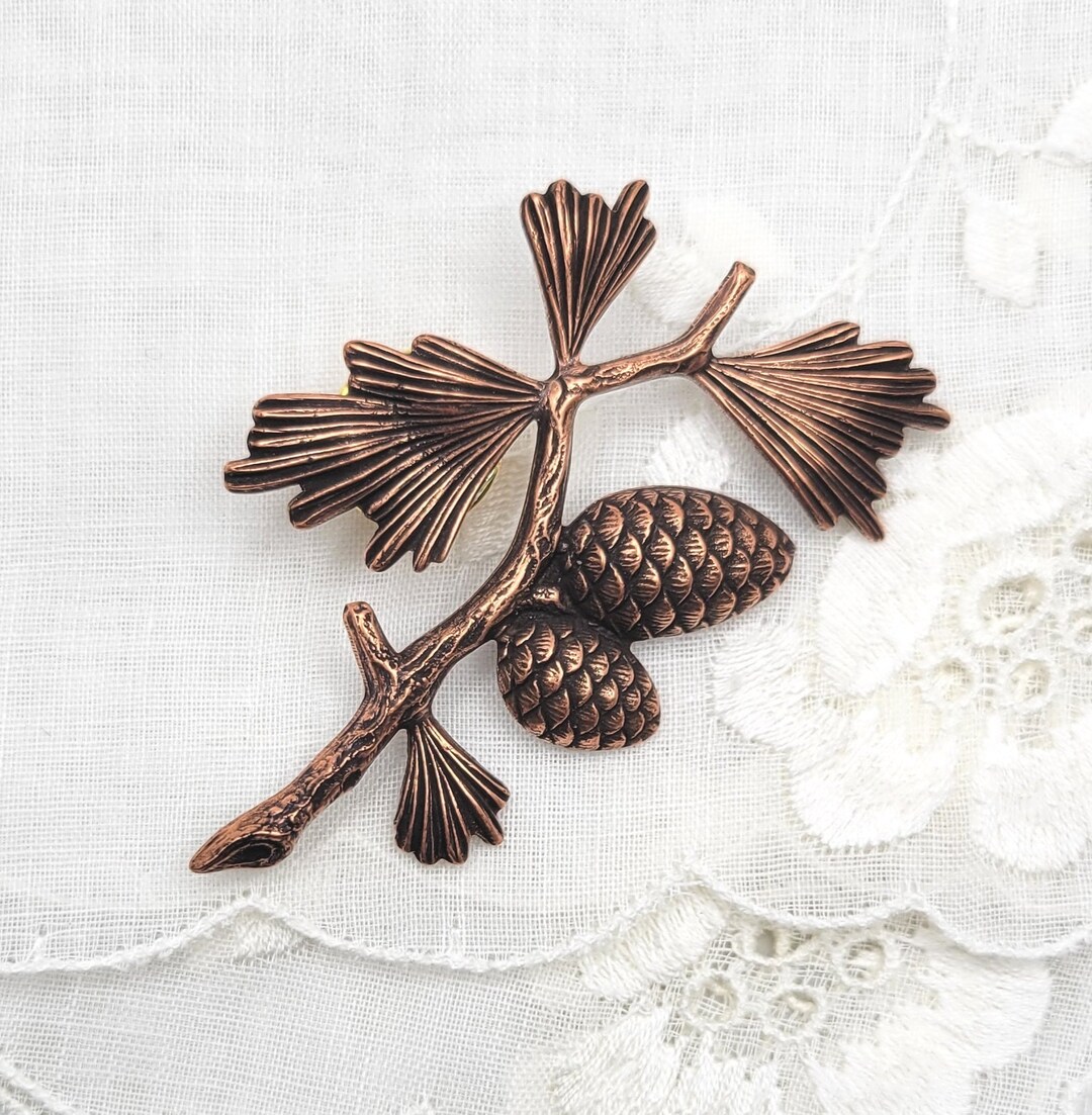 Copper Pine Cone Branch Lapel Pin Brooch Rustic Woodland - Etsy