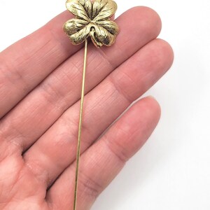 Gold Four Leaf Clover Stick Pin, Irish Lapel Pin, St. Patrick's Day ...