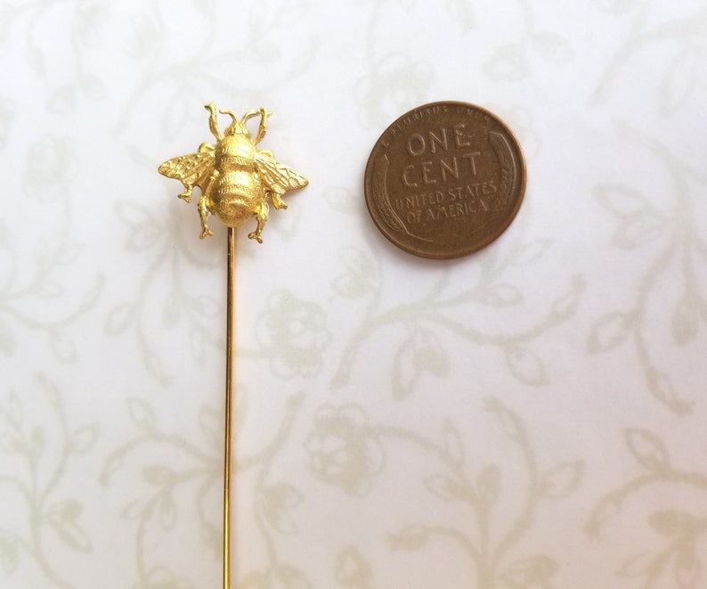 Gold Raw Brass Bumble Bee Stick Pin Lapel Pin Woodland - Etsy