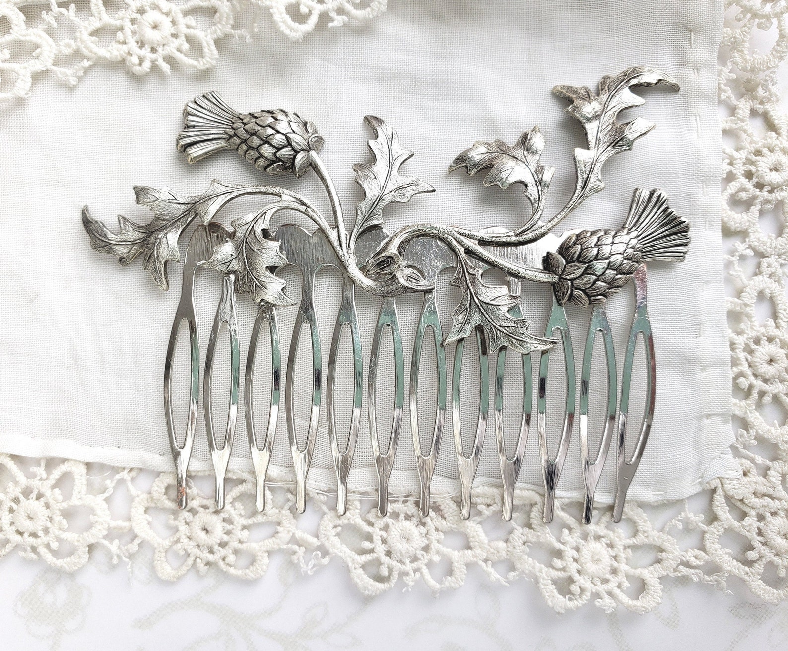 Silver Thistle Hair Comb Elegant Scottish Bridal Hair Comb | Etsy