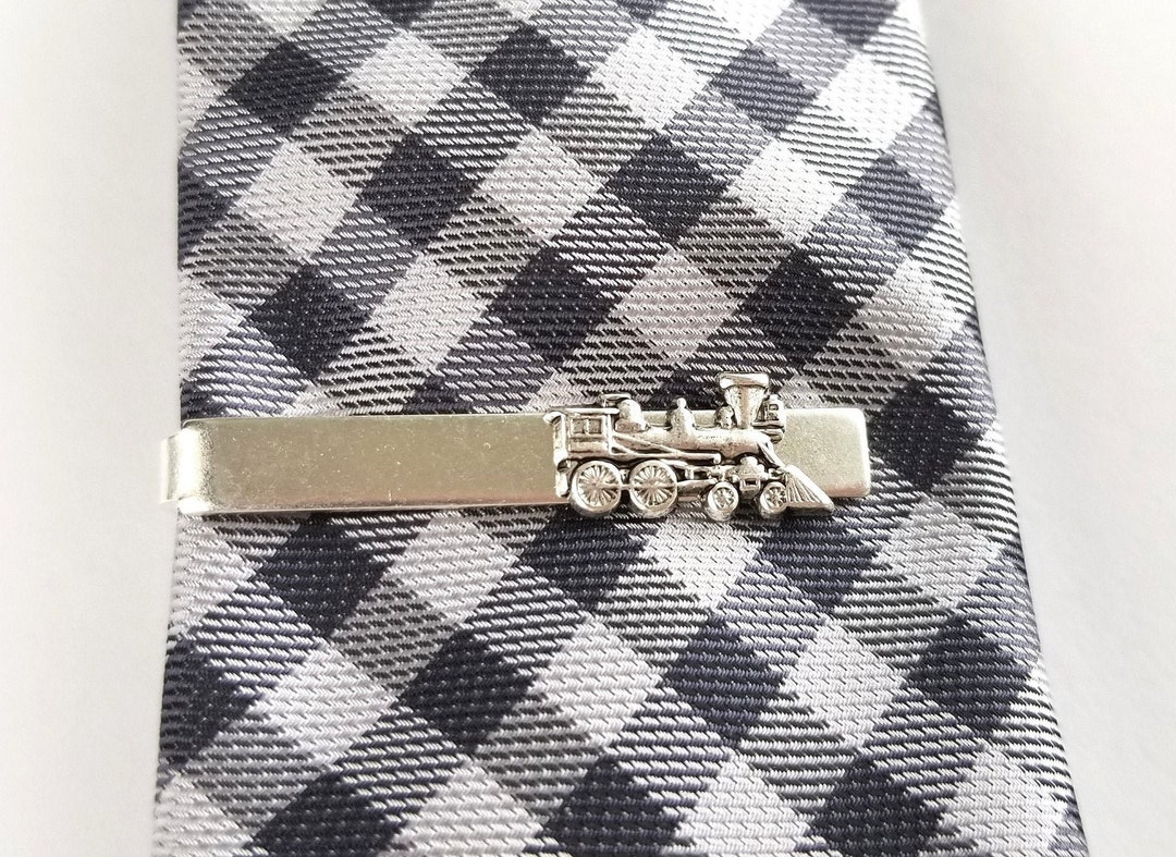 Silver Classic Train Locomotive Steam Engine Tie Clip, Engineer ...