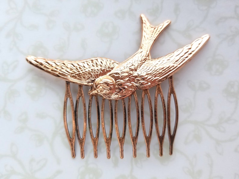 Rose Gold Bird Hair Comb Bridal Hair Comb Flying - Etsy