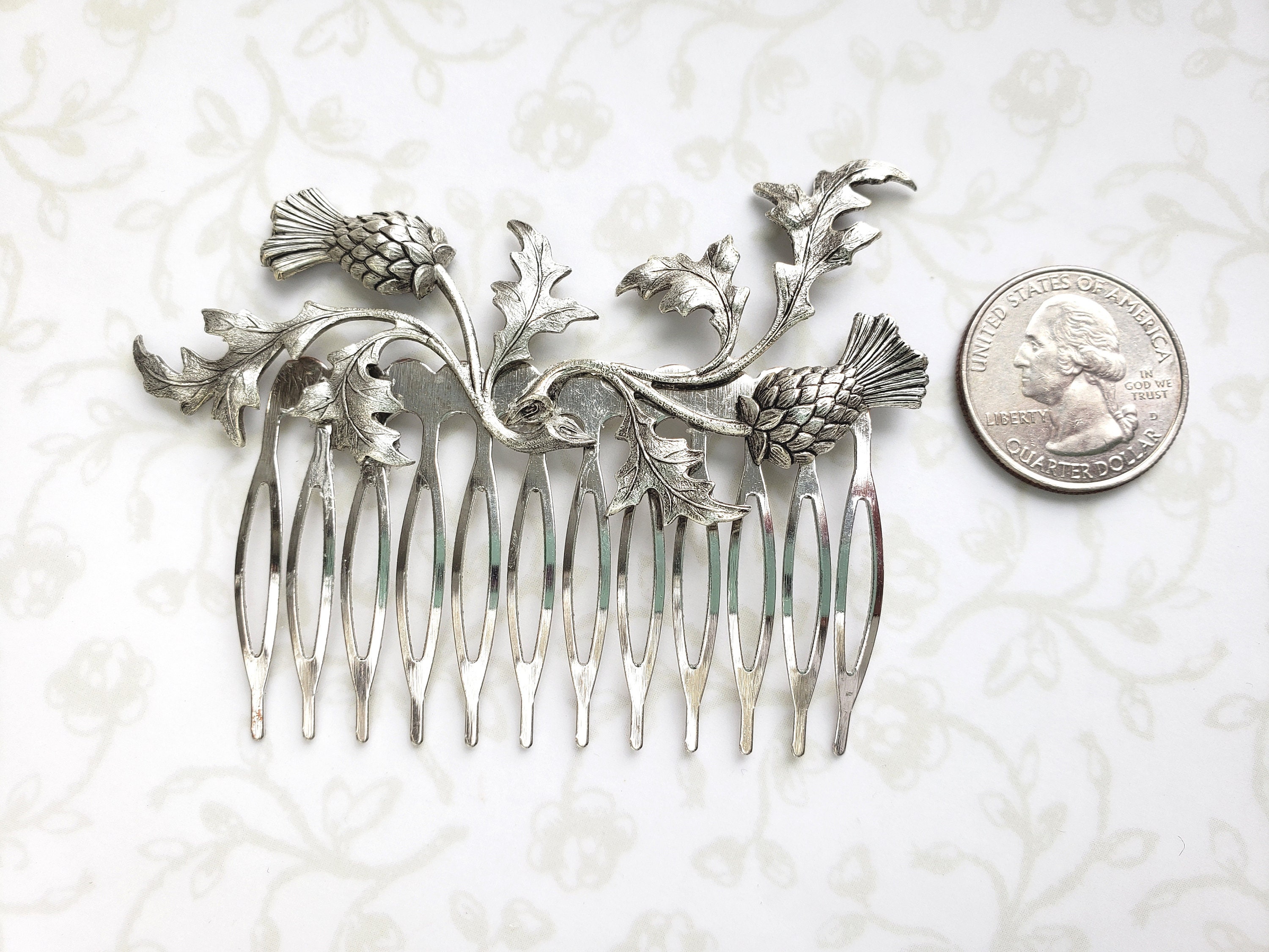 Silver Thistle Hair Comb Elegant Scottish Bridal Hair Comb | Etsy