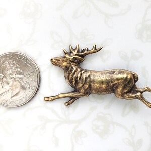 Stag/deer Lapel Pin, Antiqued Gold Brass, Brooch, Buck, Reindeer, Elk ...