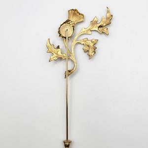 Gold Brass Thistle Stick Pin, Scottish Lapel Pin, Boutonniere, Scotland ...