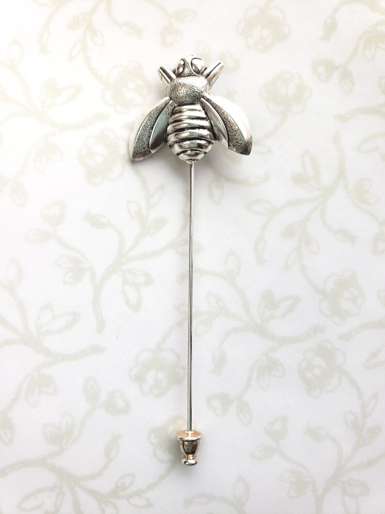 Bee Stick Pin Silver Plated Lapel Pin Woodland Garden - Etsy