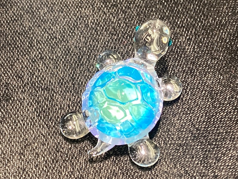 Small Blue Turtle Glass Figurine | Etsy