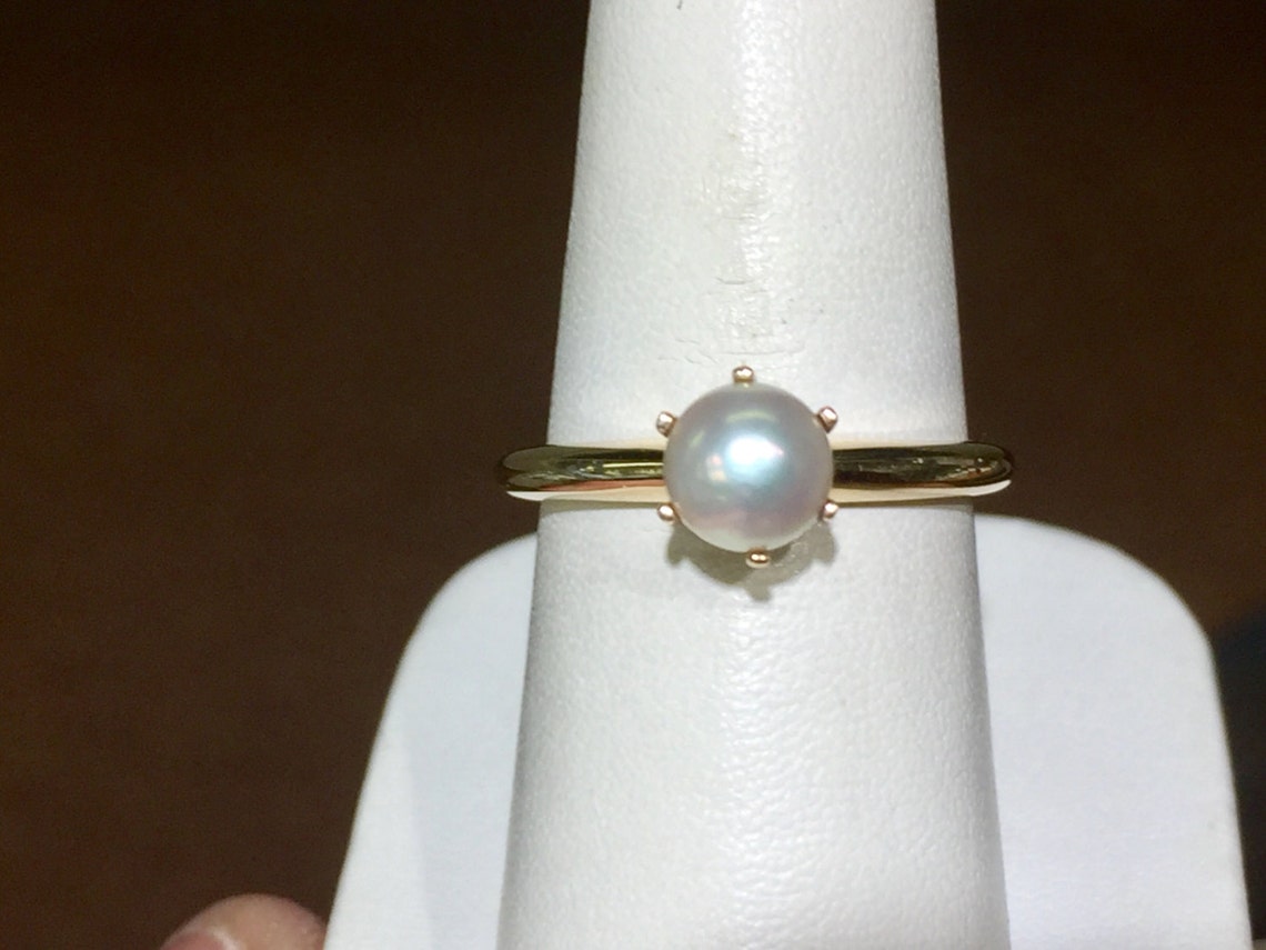 Pearl 14K Yellow Gold Ring | Etsy