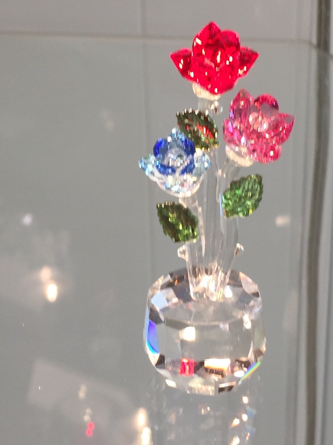 Triple Roses Crystal Figurine - Etsy