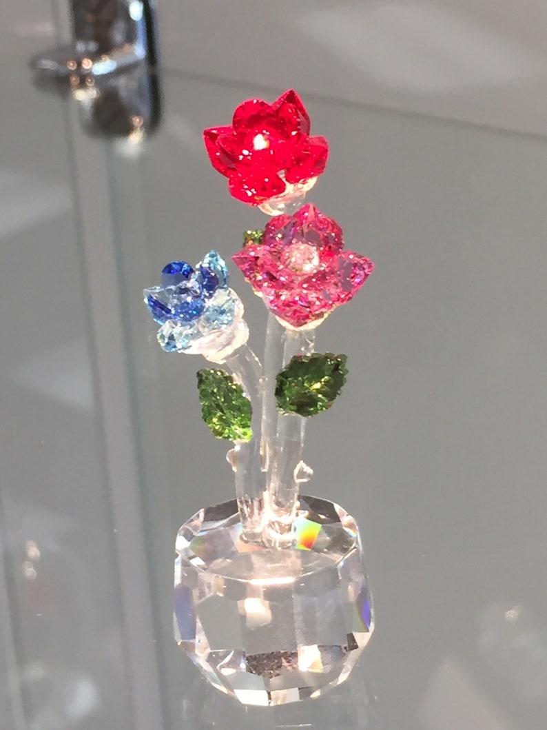 Triple Roses Crystal Figurine - Etsy