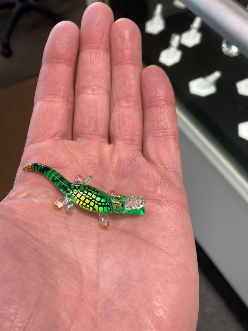 Small Alligator Glass Figurine - Etsy
