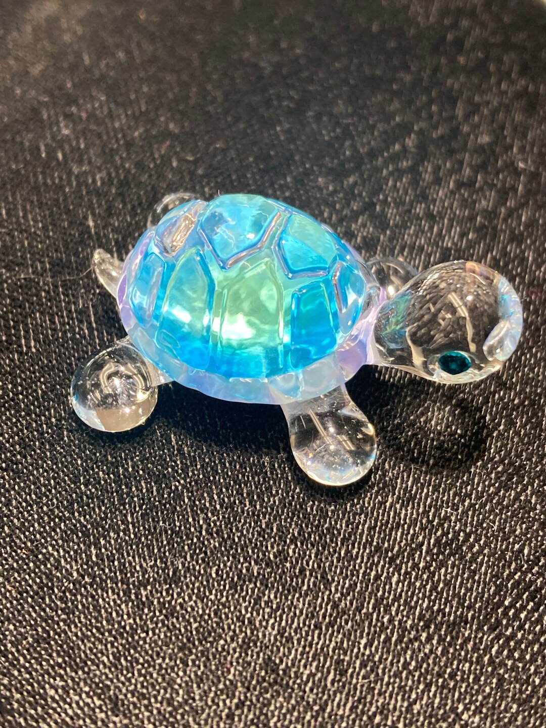 Small Blue Turtle Glass Figurine - Etsy