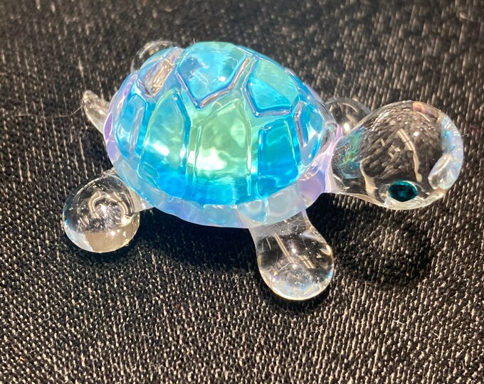 Small Blue Turtle Glass Figurine - Etsy