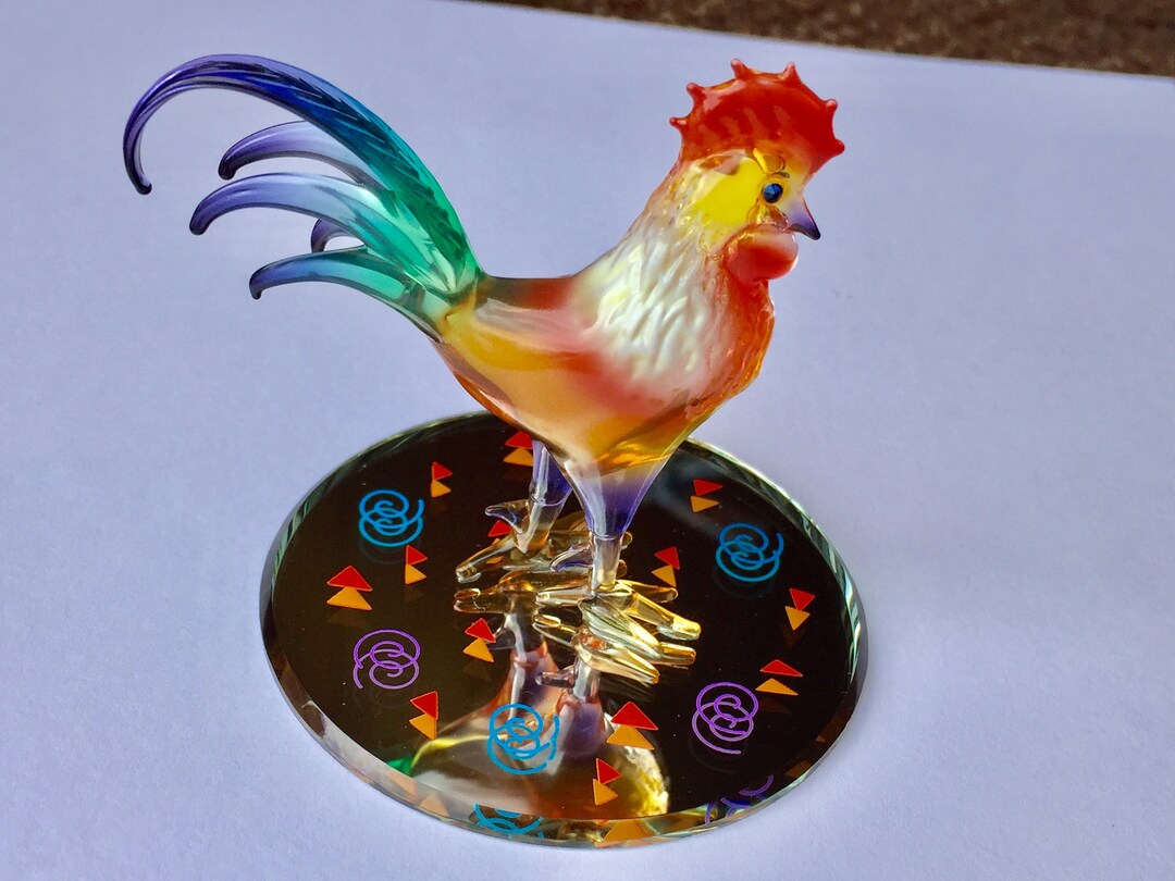 Rooster Glass Figurine - Etsy