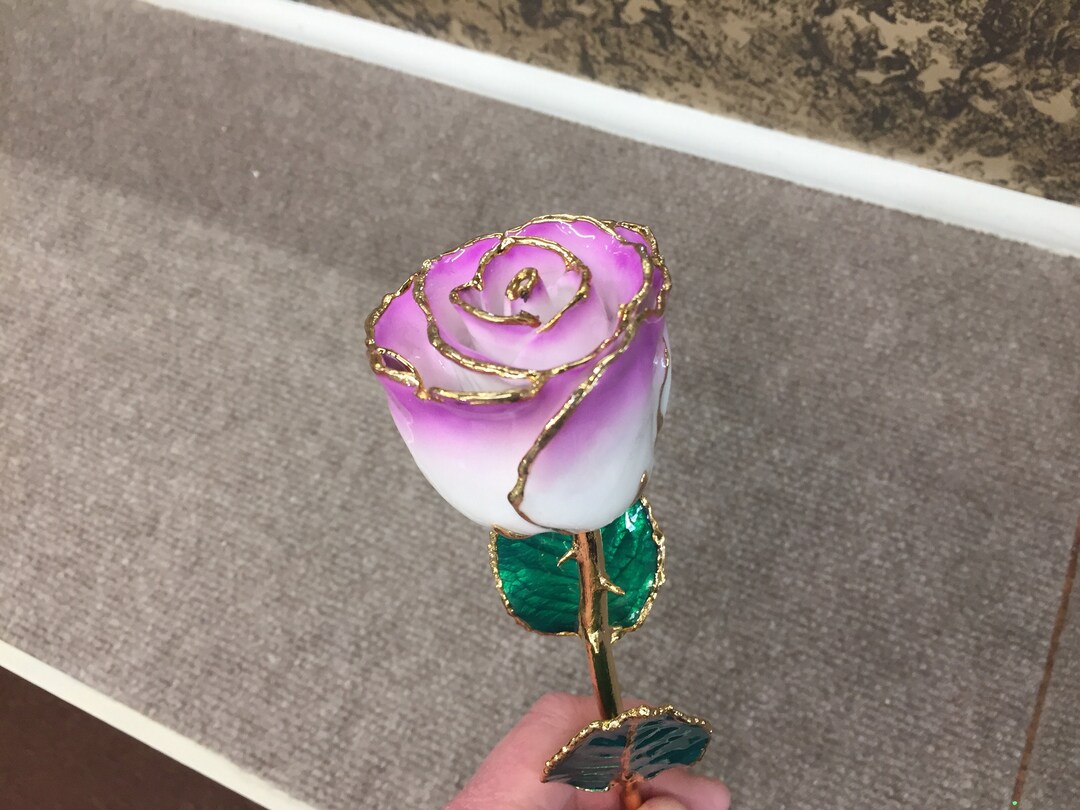 24K Gold Plated and Lacquered Rose - Etsy