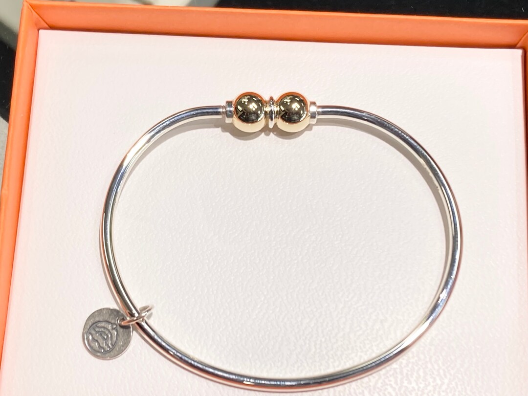 Cape Cod Silver and Gold Double Bead Bracelet - Etsy