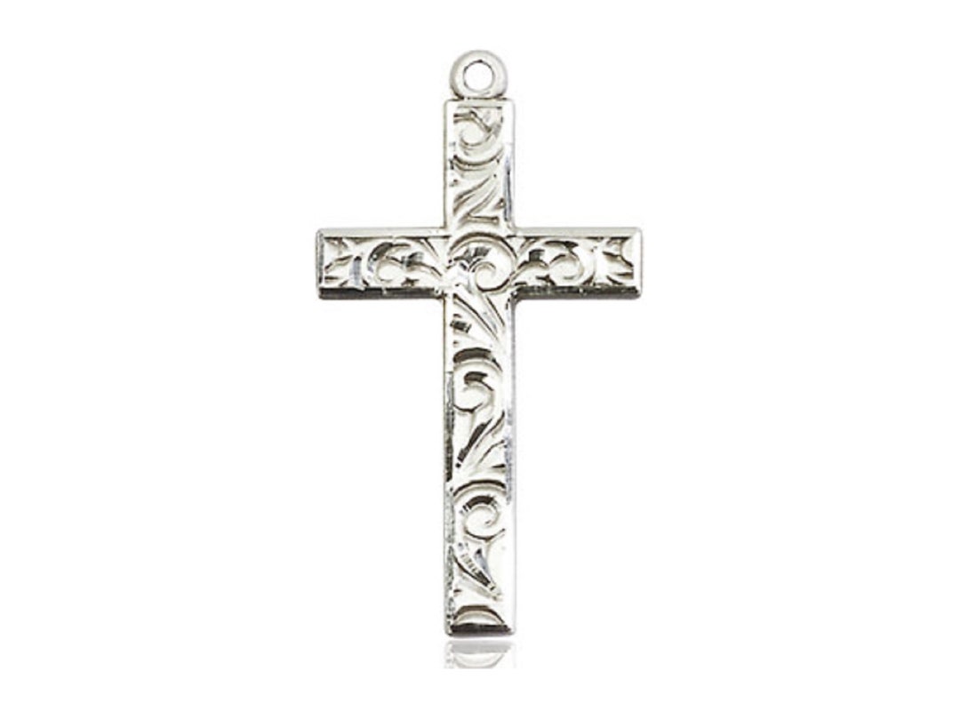 Silver Hand Engraved Cross Pendant With Chain - Etsy