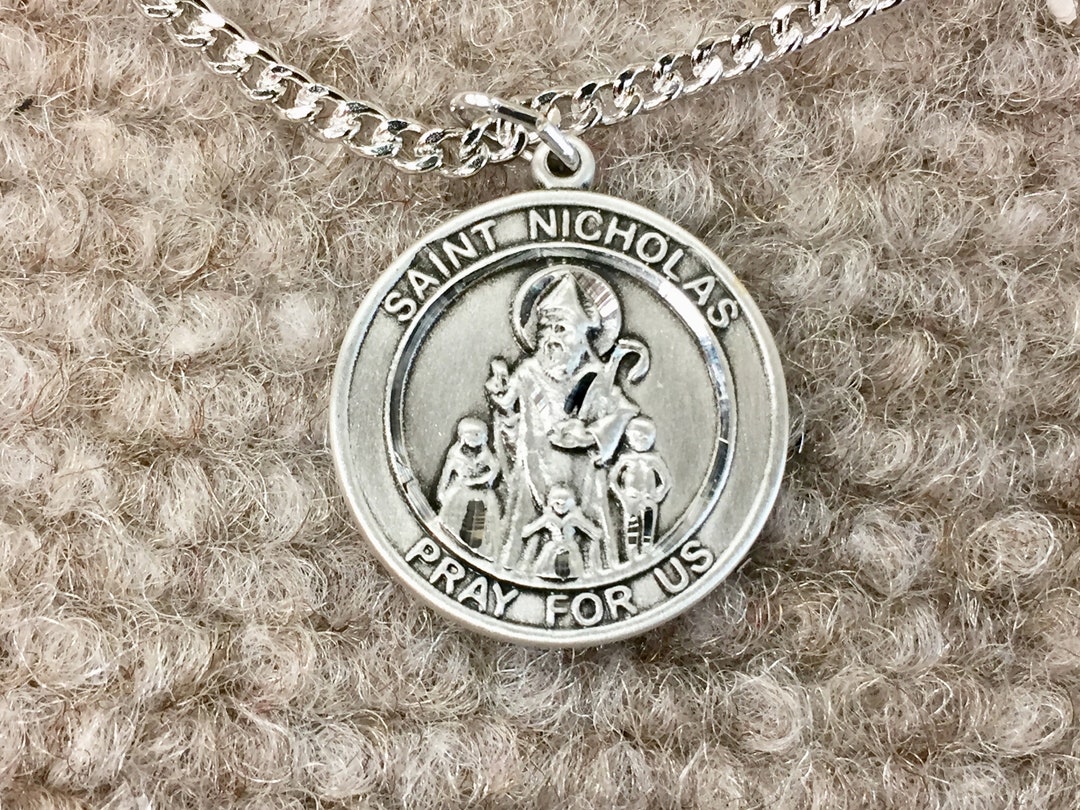 Saint Nicholas Pendant With Silver Chain - Etsy