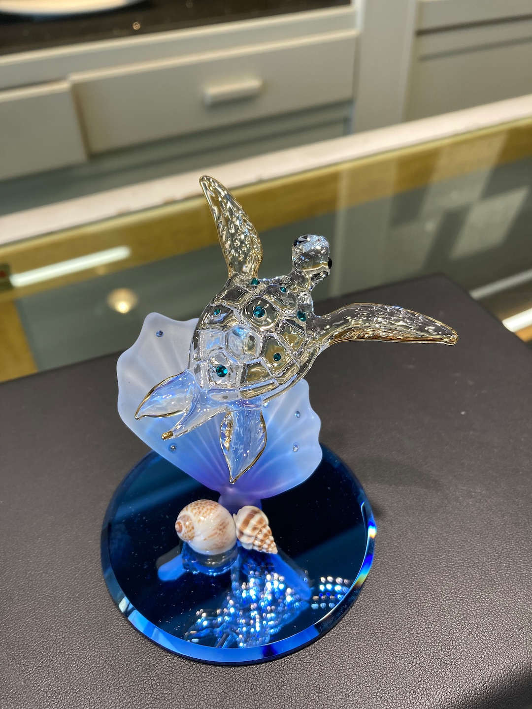 Sea Turtle and Shells Glass Figurine - Etsy