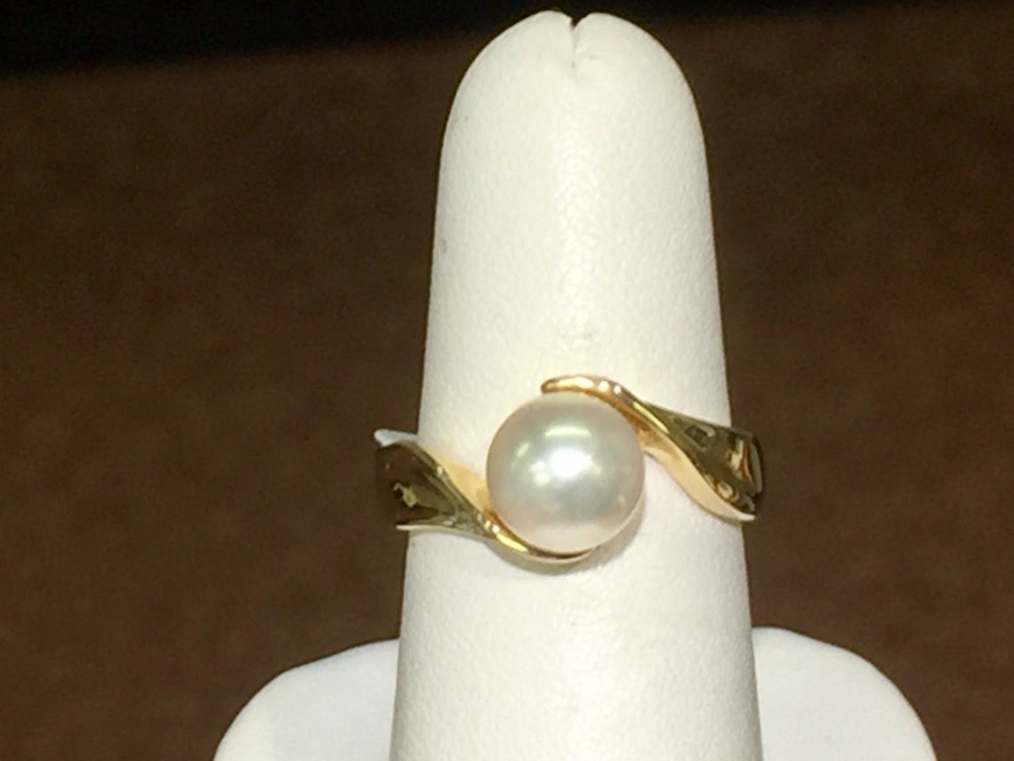 Pearl 14K Yellow Gold Ring | Etsy