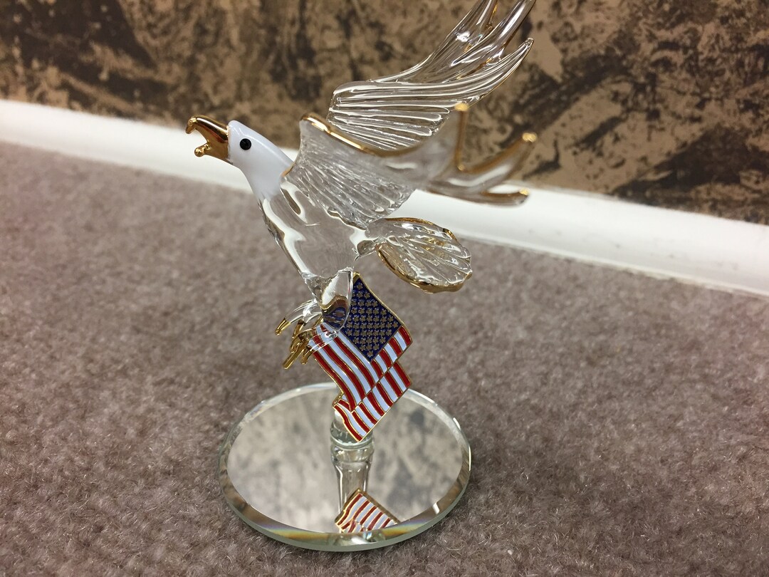 Bald Eagle United States Flag Glass Figurine - Etsy