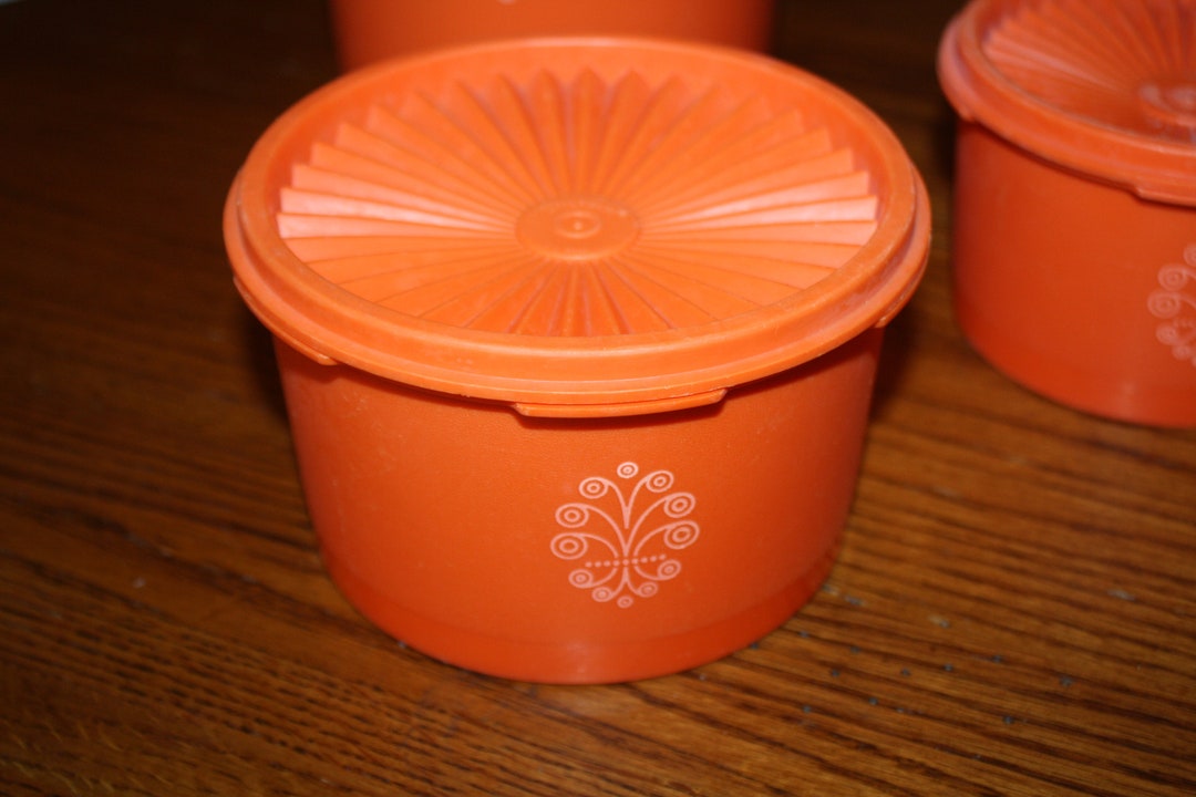 Vintage Orange Tupperware Container Canister 1970's Servailer With Lid ...
