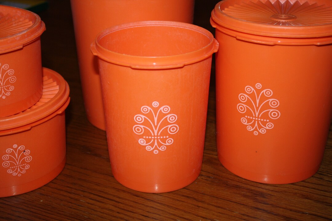 Vintage Orange Tupperware Container Canister 1970's - Etsy
