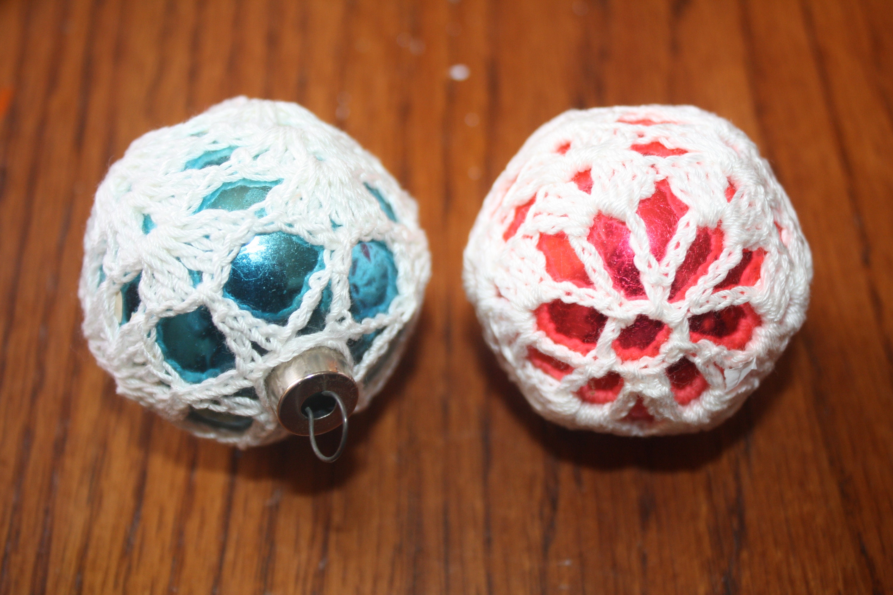 Vintage Christmas Ornament Ball Crochet Covered Lace Covered Balls ...