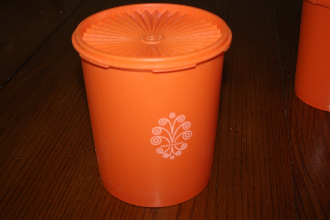 Vintage Orange Tupperware Container Canister 1970's Servailer With Lid ...