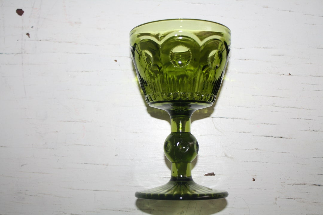 Green Goblet Glass Colony Glassware Indiana Glass Kings Crown ...