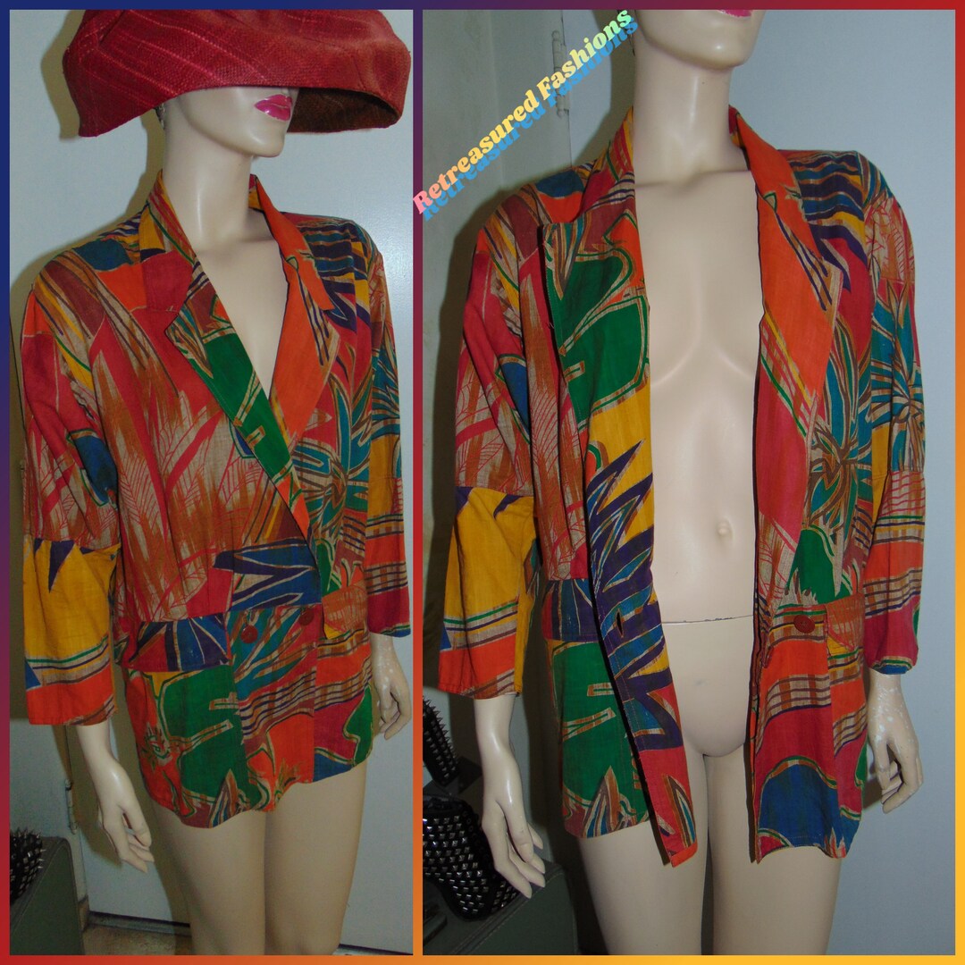 UNUSUAL Vintage 1980s Phool Tropical Jungle Print Patchwork Tunic ...