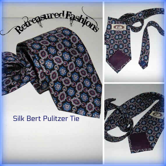 Vintage " Bert Pulitzer " Black Burgundy Blue Gray Be… - Gem