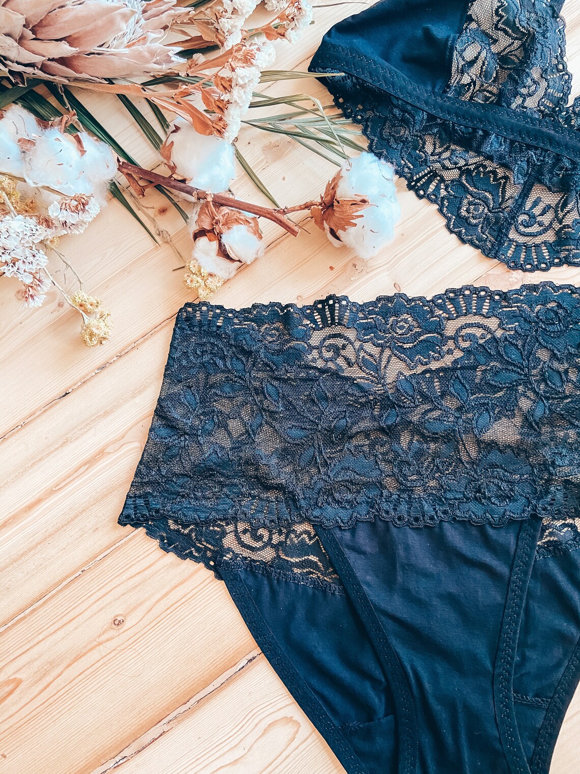 Audrey Black Lace Lingerie Set Plus Tamaño Sujetador Y Etsy