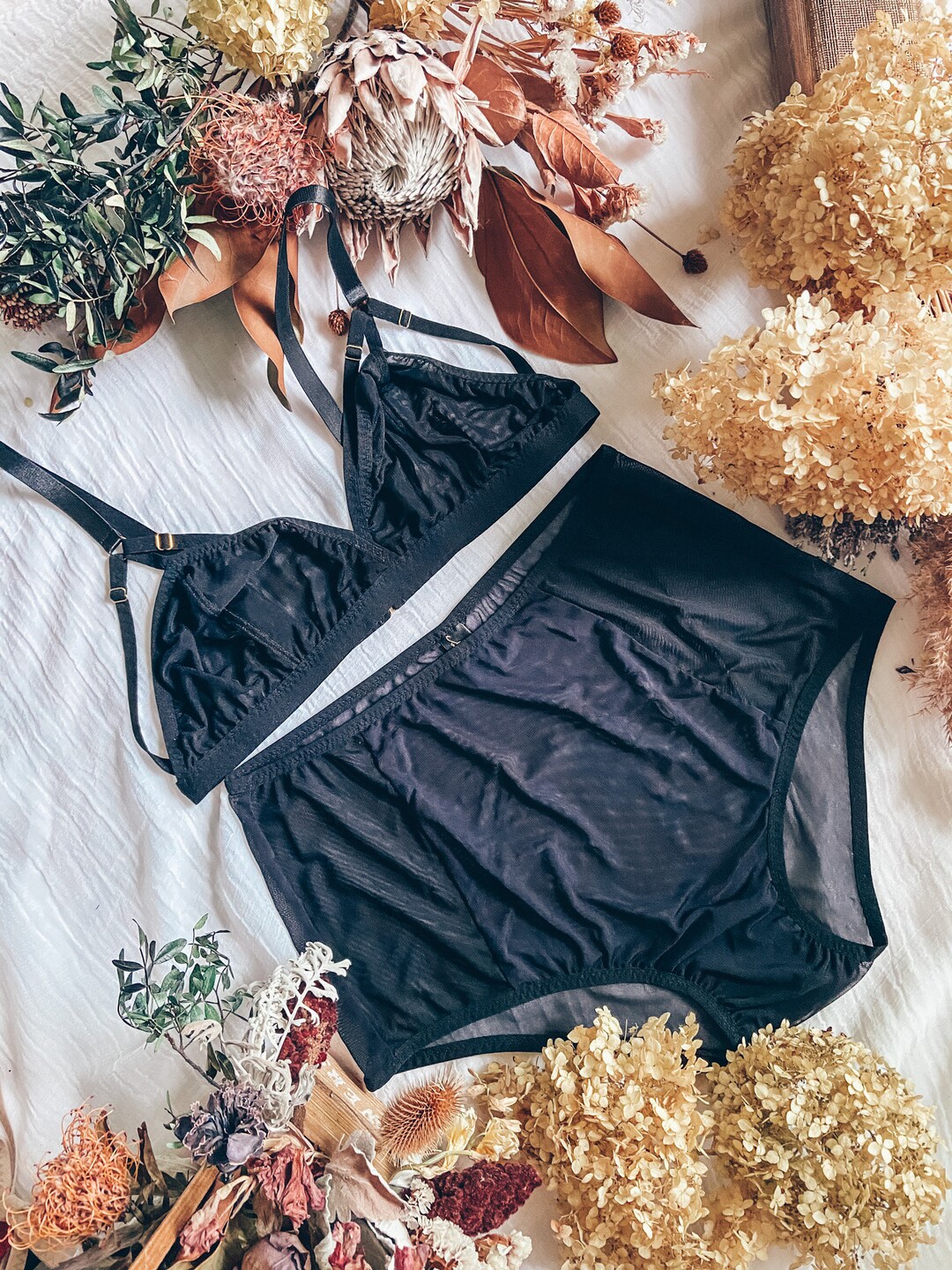 SUSAN BLACK MESH Lingerie Set / Sheer Lingerie Set Black Sew - Etsy
