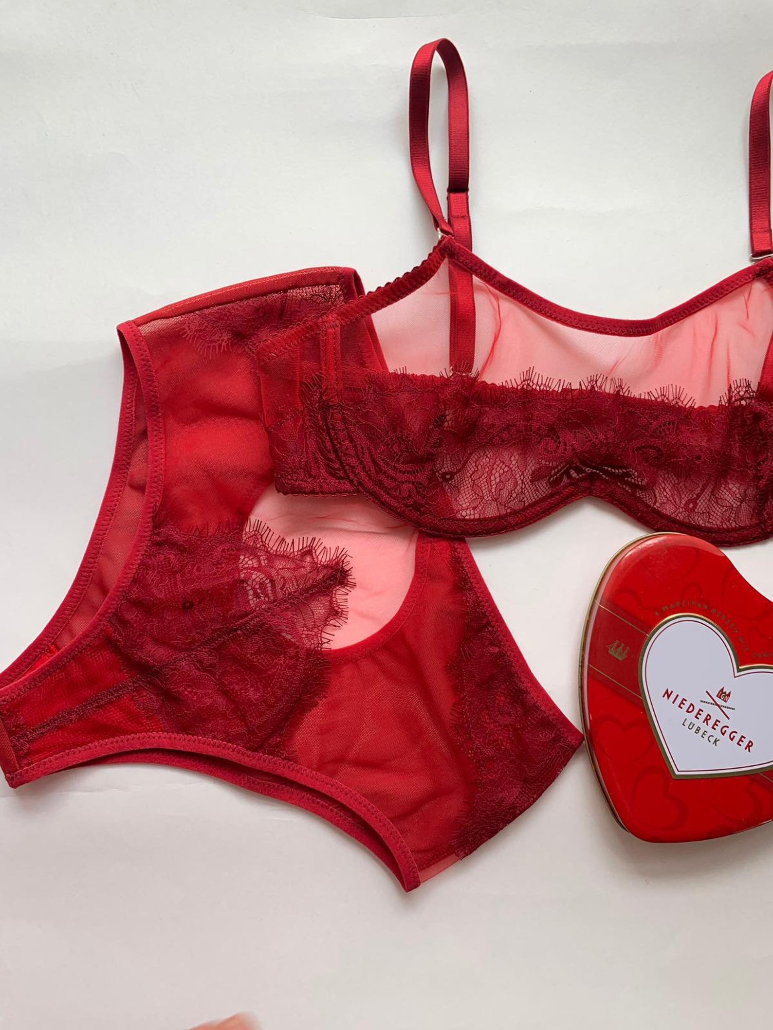 Brenda Red Heart Lingerie Set T Anniversary Lingerie Etsy