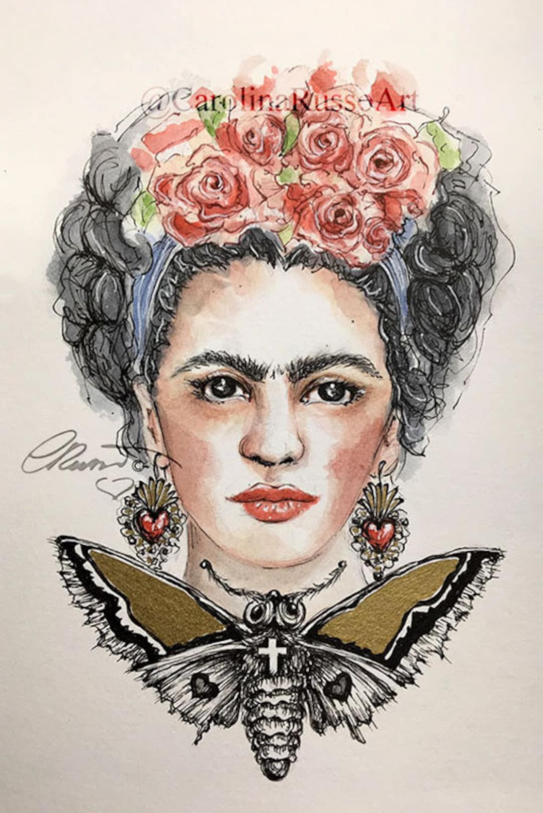 Frida Kahlo, Watercolor Painting, Tribute Fan Art, Limited Edition ...