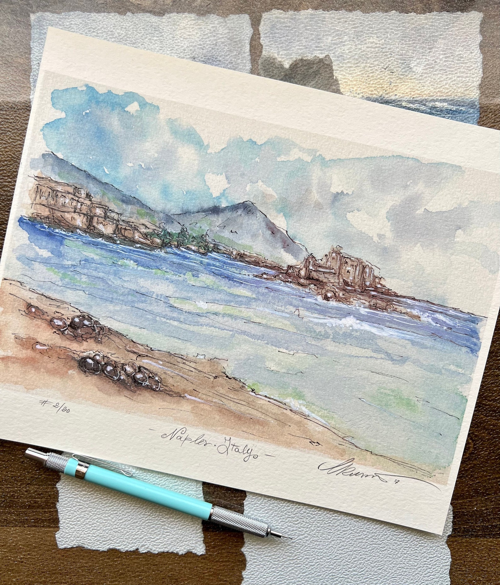 Naples Italy Seascape Watercolor Painting Limited Edition - Etsy