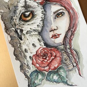 Owl Owl Spirit Animal Strong and Free Watercolor Ink - Etsy