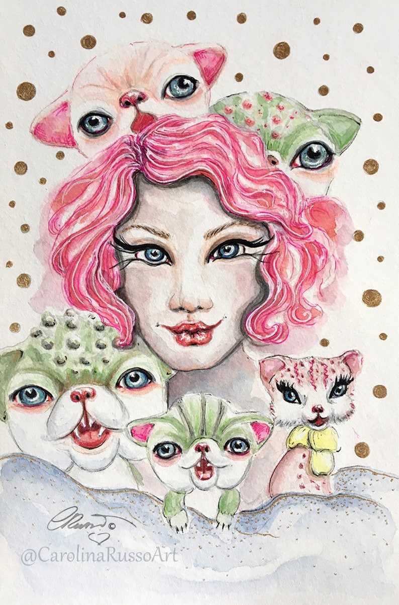 Mab Graves Fan Art Portrait Dinokitties Watercolor - Etsy