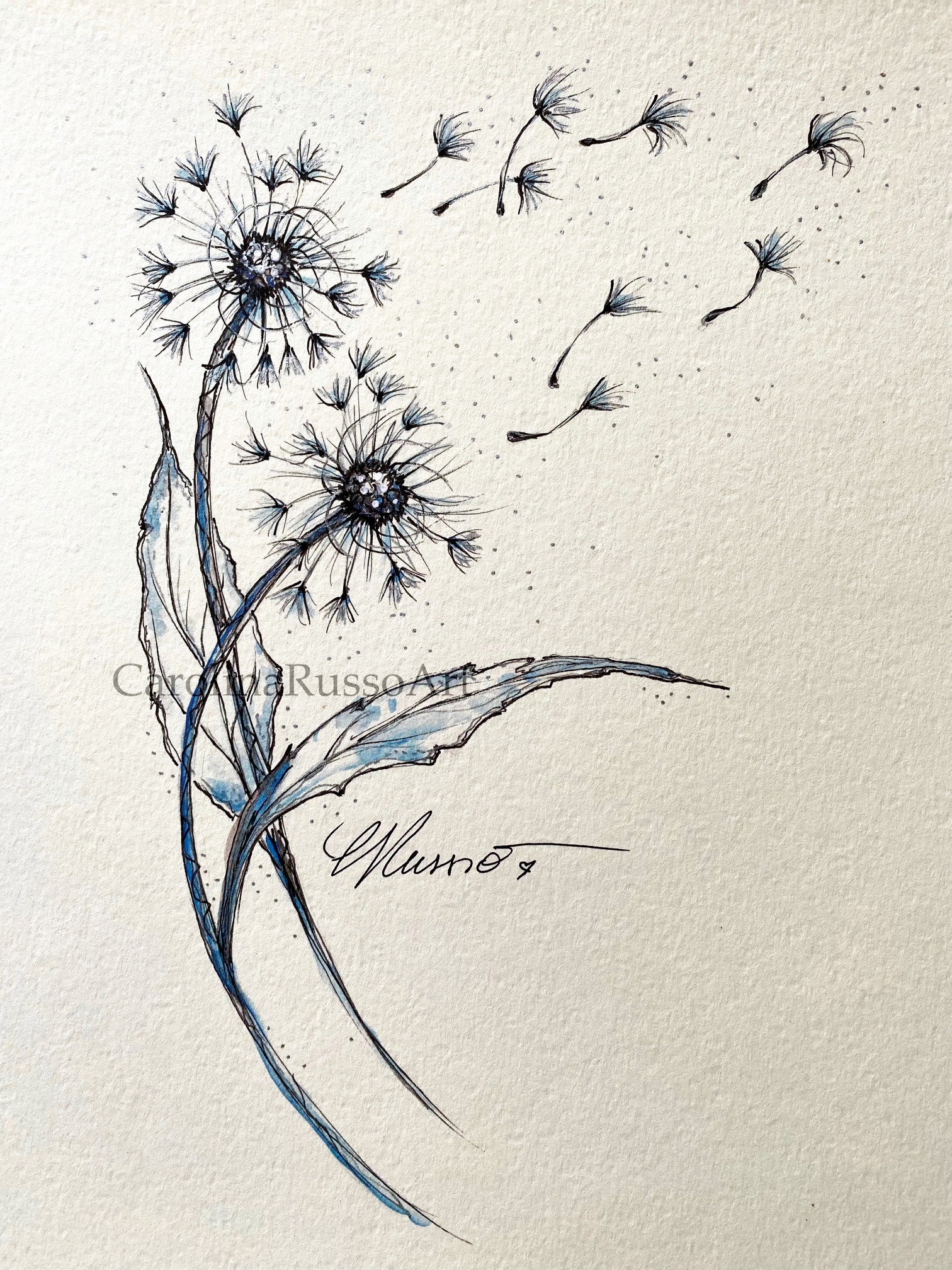 Dandelions, Open Edition Print Signed, Watercolor Painting, Botanical ...