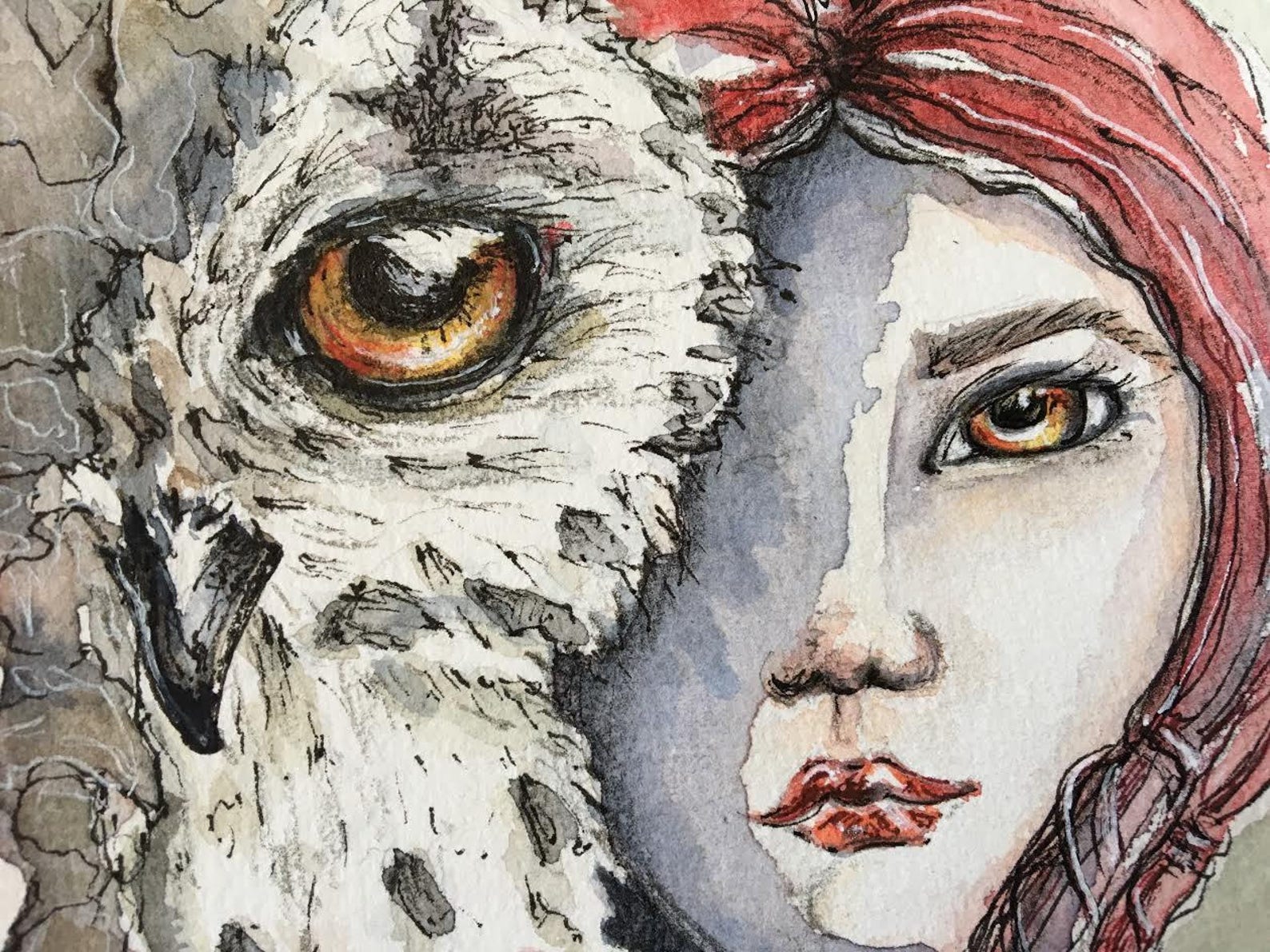 Owl Owl Spirit Animal Strong and Free Watercolor Ink - Etsy