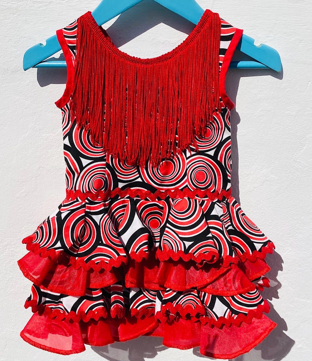 Vintage Baby Flamenco Dress – Red Fringe, Spanish Fiesta Costume (2-4 ...