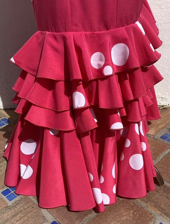 Spanish Flamenco Gypsy Skirt Hot Pink with Large Whit… - Gem
