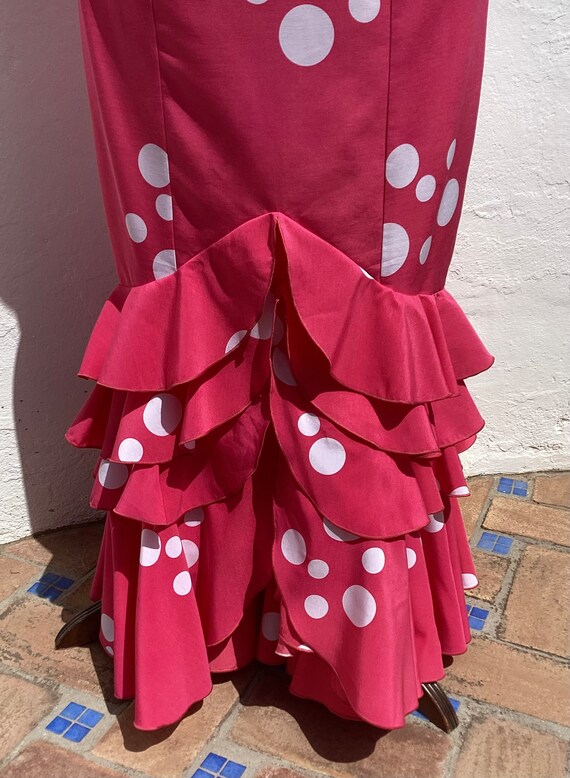 Spanish Flamenco Gypsy Skirt Hot Pink with Large Whit… - Gem