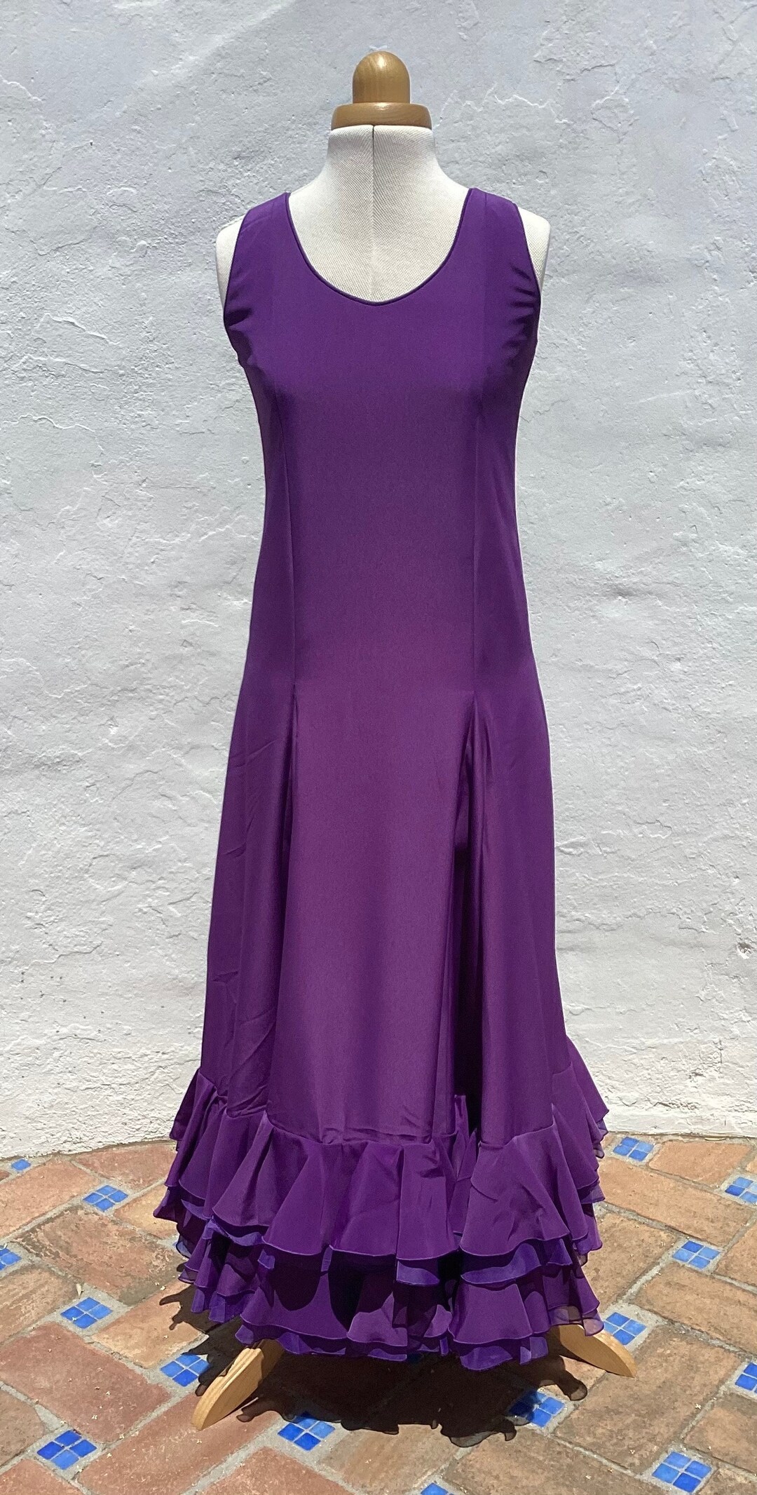 Vintage Spanish Flamenco Dress Elegant Sleeveless Purple Flamenco/latin ...