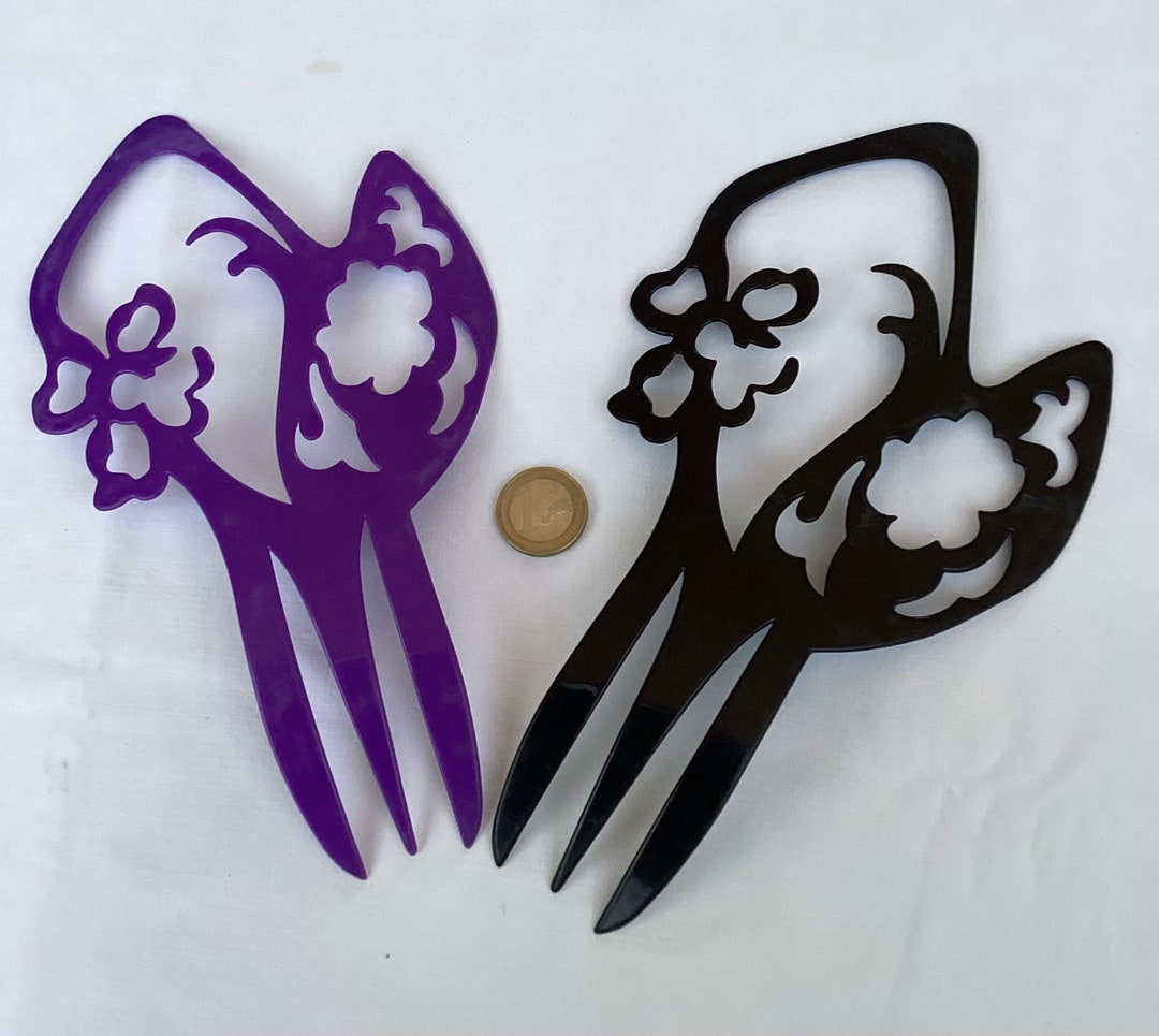 Spanish Peinetas/decorative Hair Combs Large Size Black or Purple ...